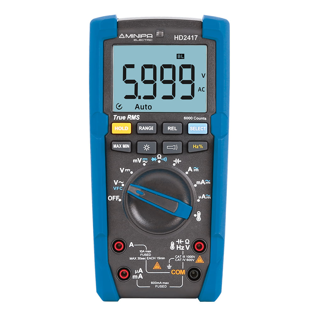 Multímetro Digital True RMS CAT III 1000V Minipa HD2417 - ANT Ferramentas